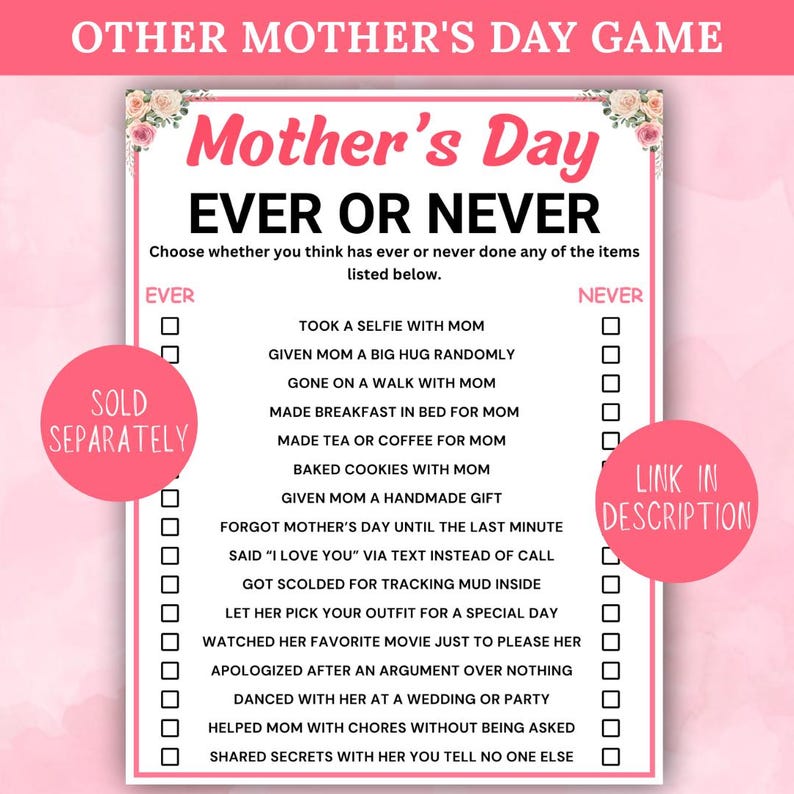 Mothers Day Finish the Phrase Game, Printable Party Game, Mothers Day ...