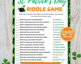 St. Patrick’s Day Riddle Game, Printable Saint Patricks Day Party Games ...
