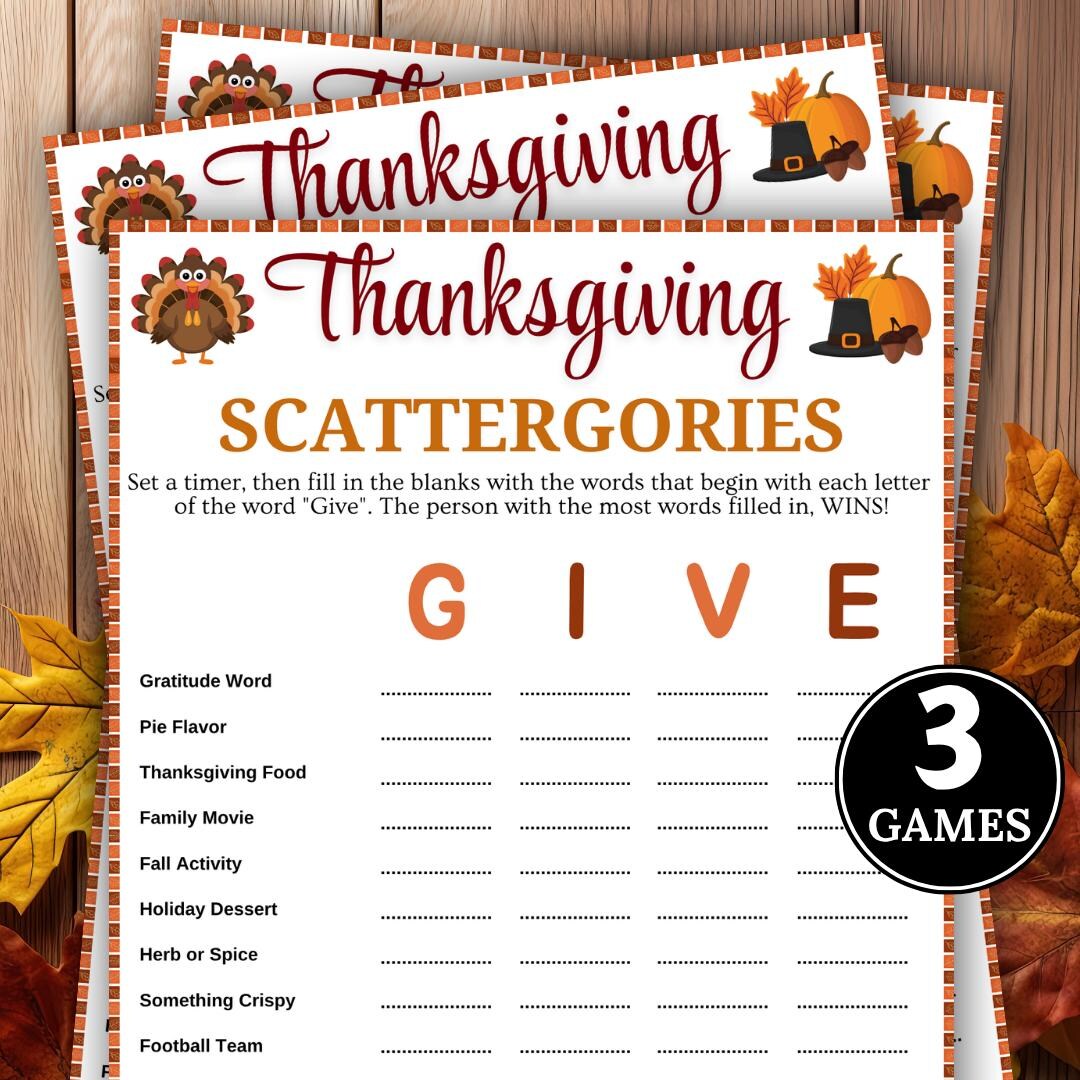 Thanksgiving Scattergories Game, Thanksgiving Games, Category Challenge ...