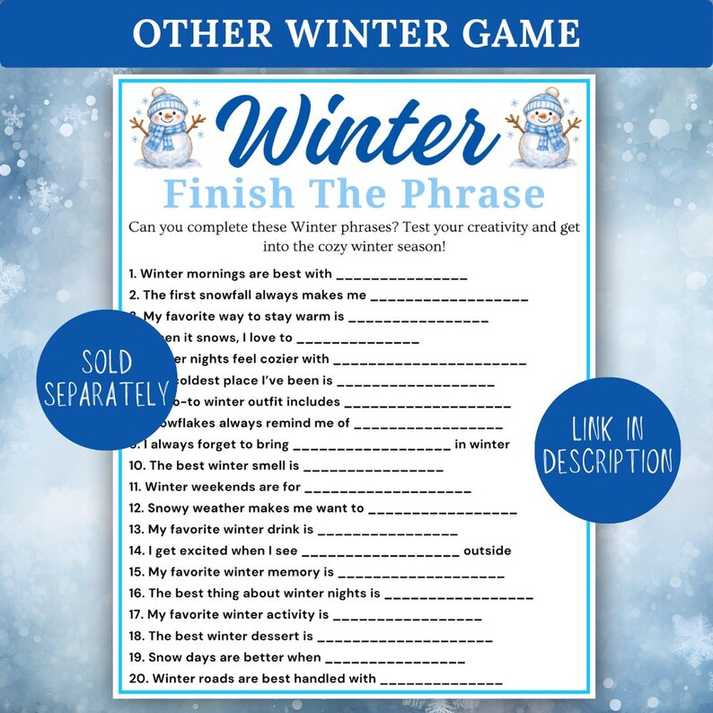 Winter Which Came First Game, Winter Trivia Quiz, Printable Winter Game ...
