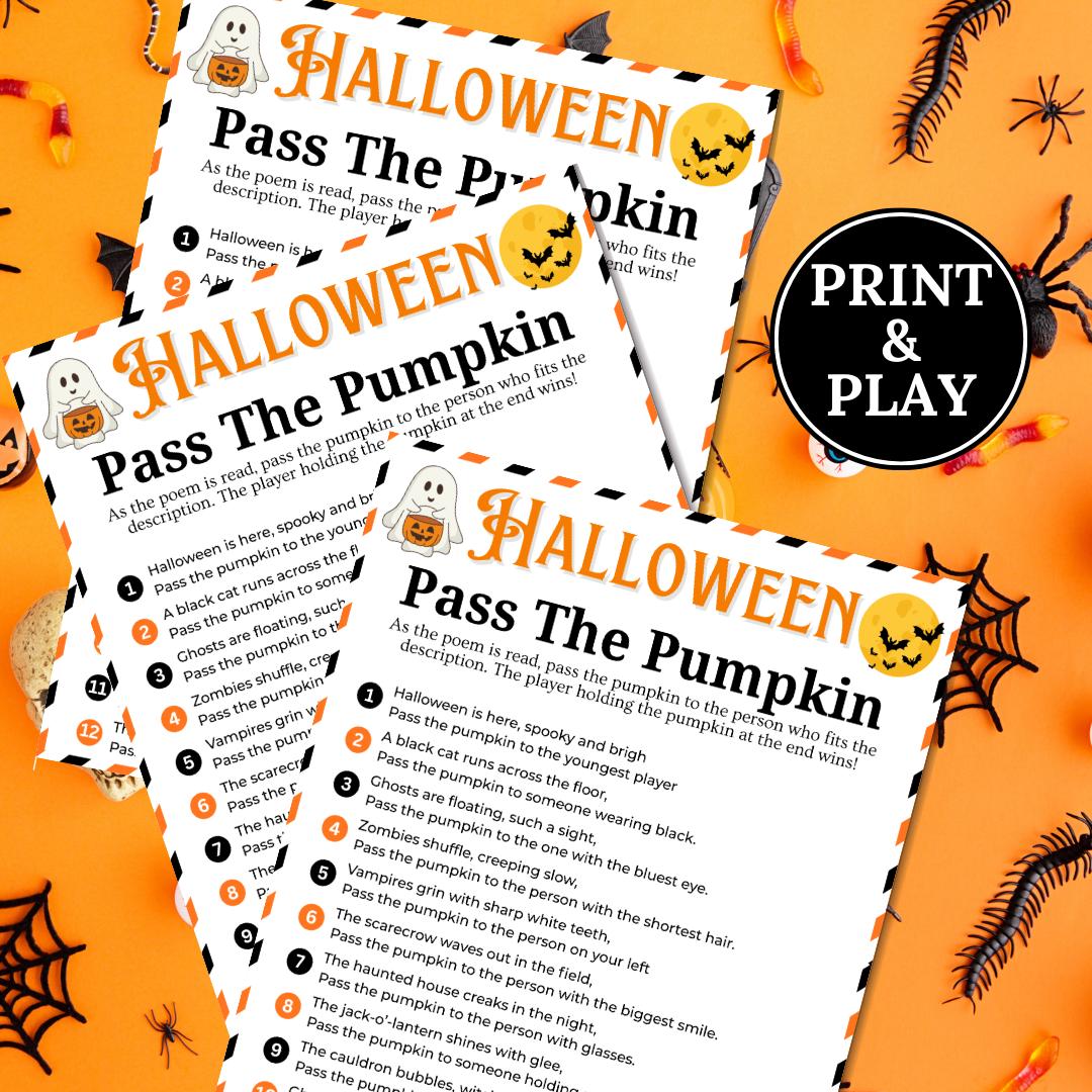 Pass the Pumpkin Halloween Game, Pass the Gift, Party Game, Printable ...