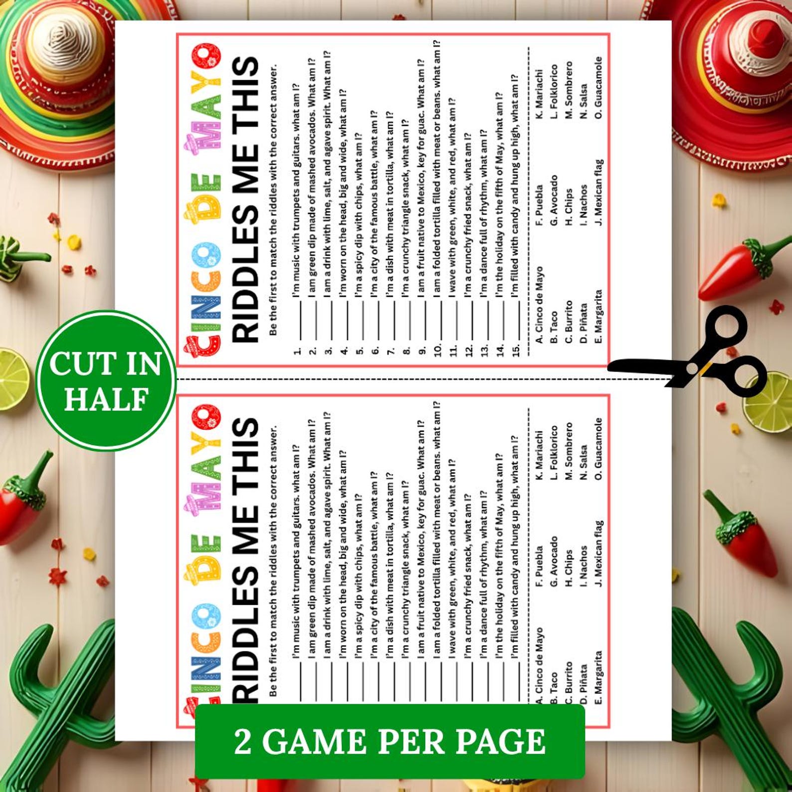 Cinco De Mayo Riddles Game, Riddle Me This, Fiesta Game, Fiesta Party ...