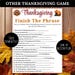 Thanksgiving Finish the Phrase Game, Printable Thanksgiving Party Games ...