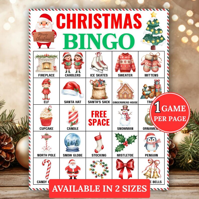 50 Christmas Bingo Cards, Christmas Bingo Game, Christmas Party Game ...
