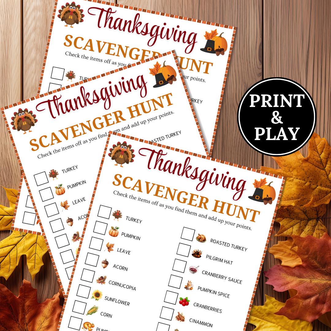 Thanksgiving Scavenger Hunt Game, Thanksgiving Printable Game, Fall ...