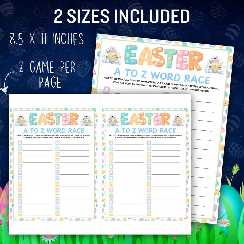 Easter A-Z Race Word Game, Easter Day A-Z Game Printable, Office Party ...