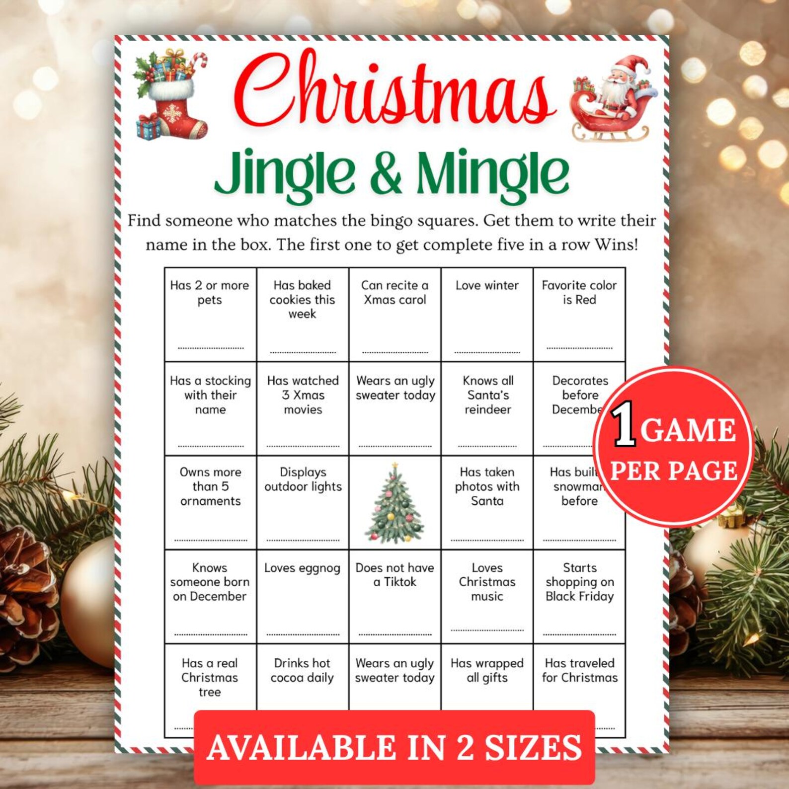 Christmas Jingle Mingle Bingo Game, Get to Know You Christmas, Work ...