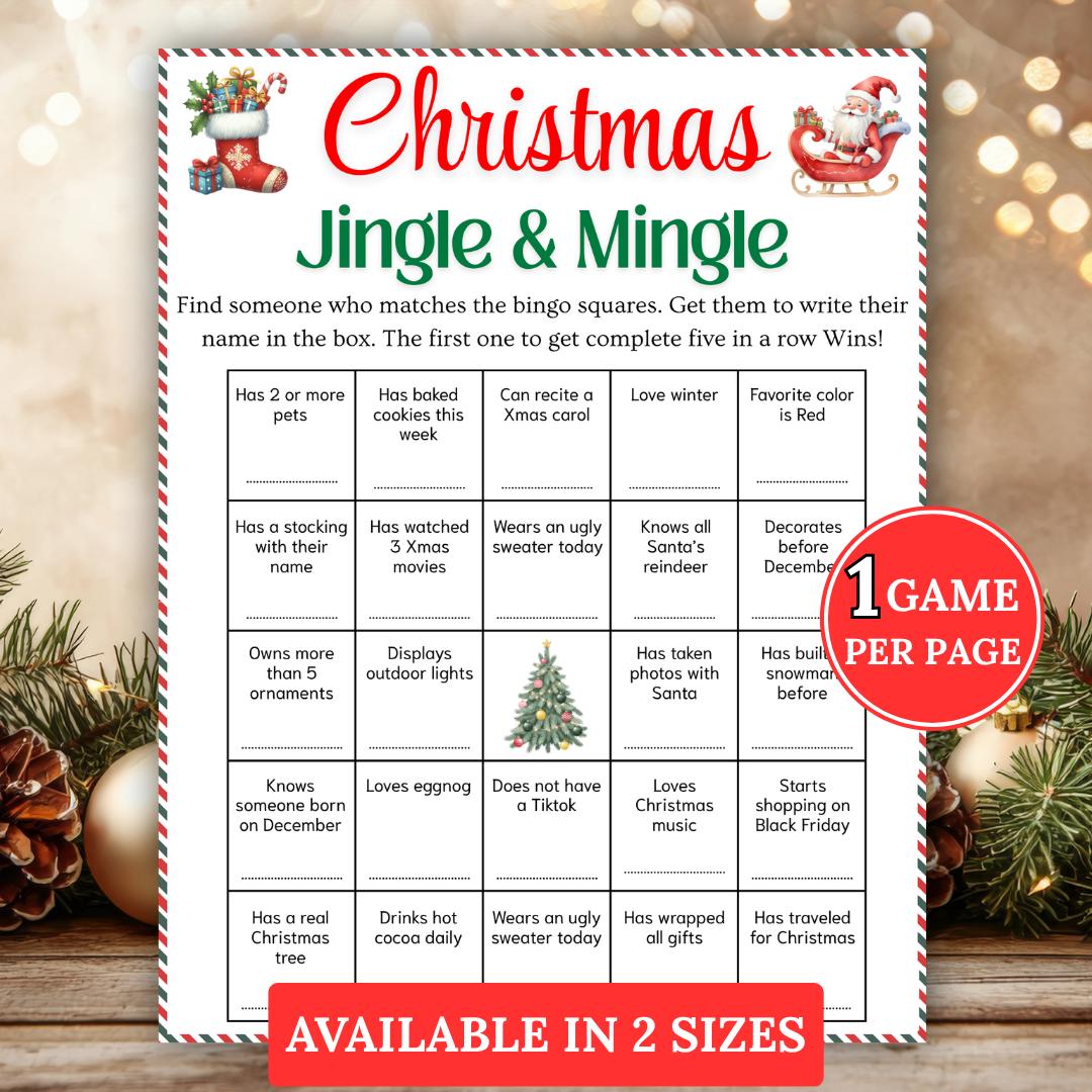 Christmas Jingle Mingle Bingo Game, Get to Know You Christmas, Work ...