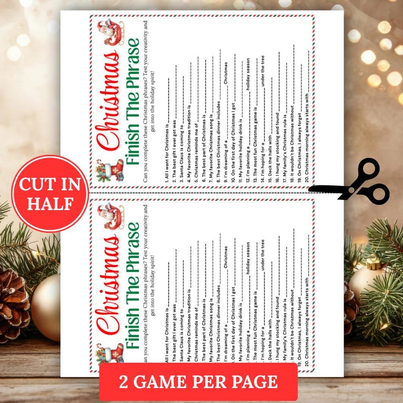 Christmas Finish the Phrase Game, Printable Christmas Party Games ...