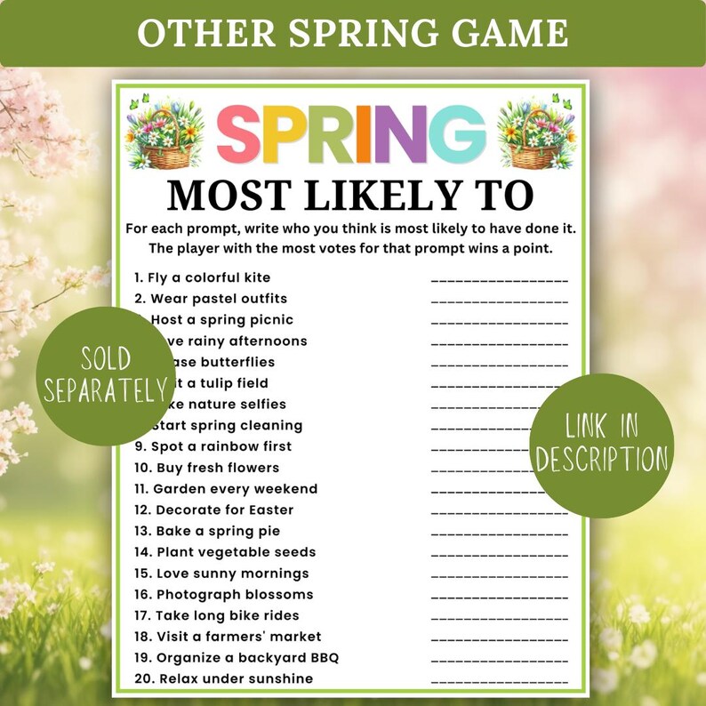 Spring Never Have I Ever Game, Printable Party Activity, Holiday ...