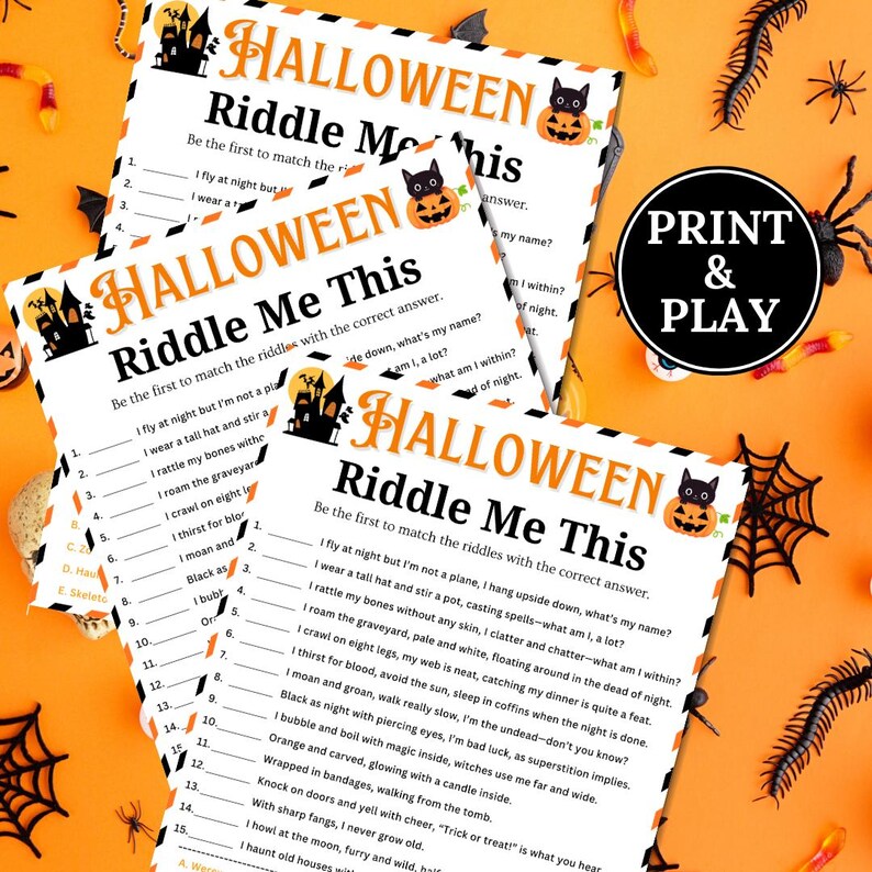 Halloween Riddles Game, Riddle Me This Game, Halloween Party Game ...