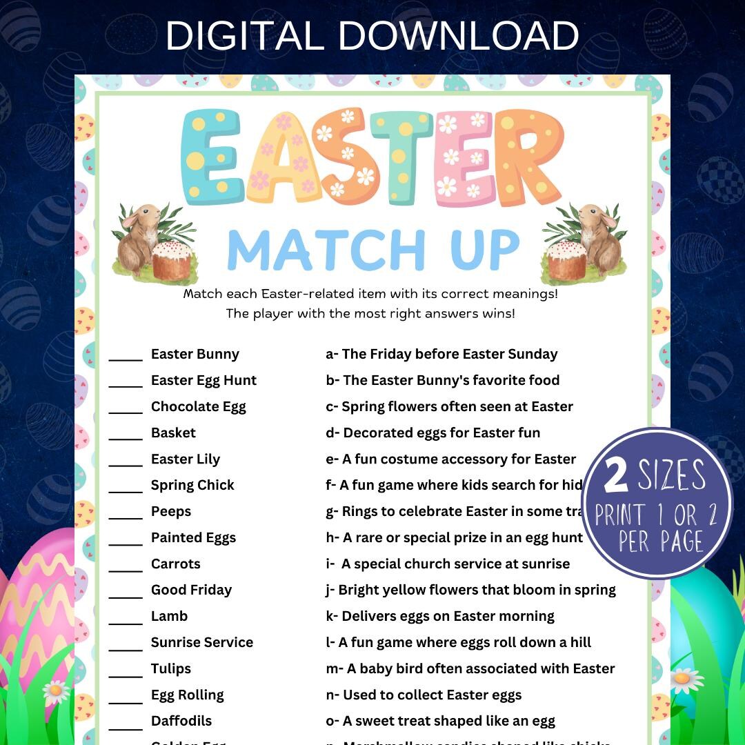 Easter Candy Match up Game, Easter Trivia Quiz, Printable Easter ...
