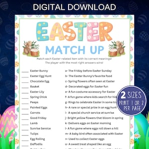 Easter Candy Match up Game, Easter Trivia Quiz, Printable Easter ...