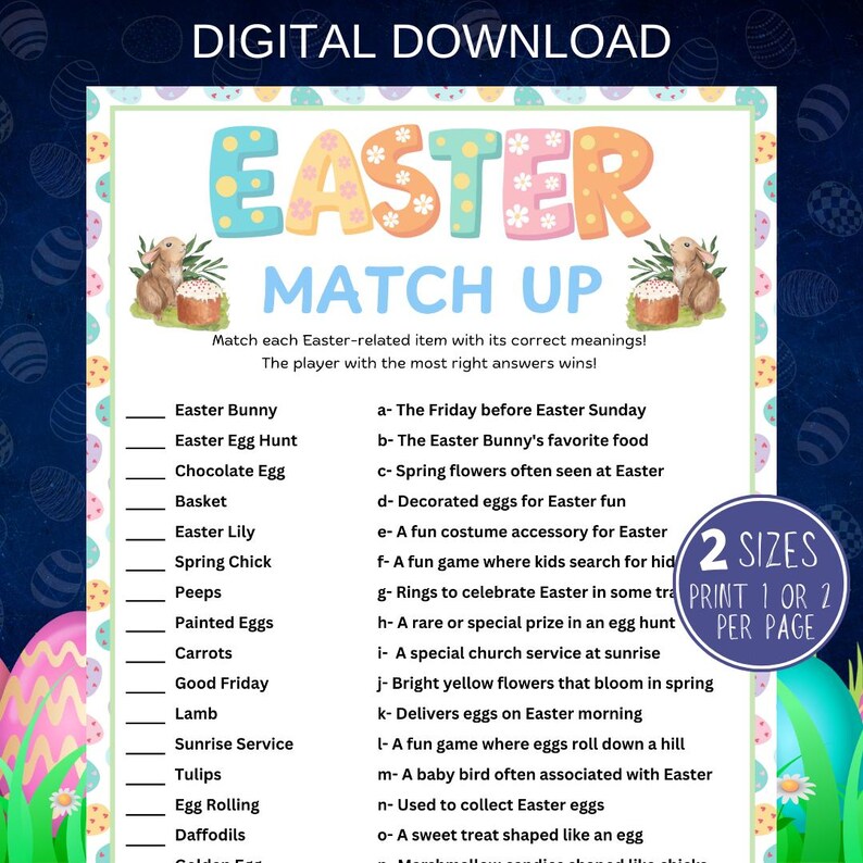 Easter Candy Match up Game, Easter Trivia Quiz, Printable Easter ...
