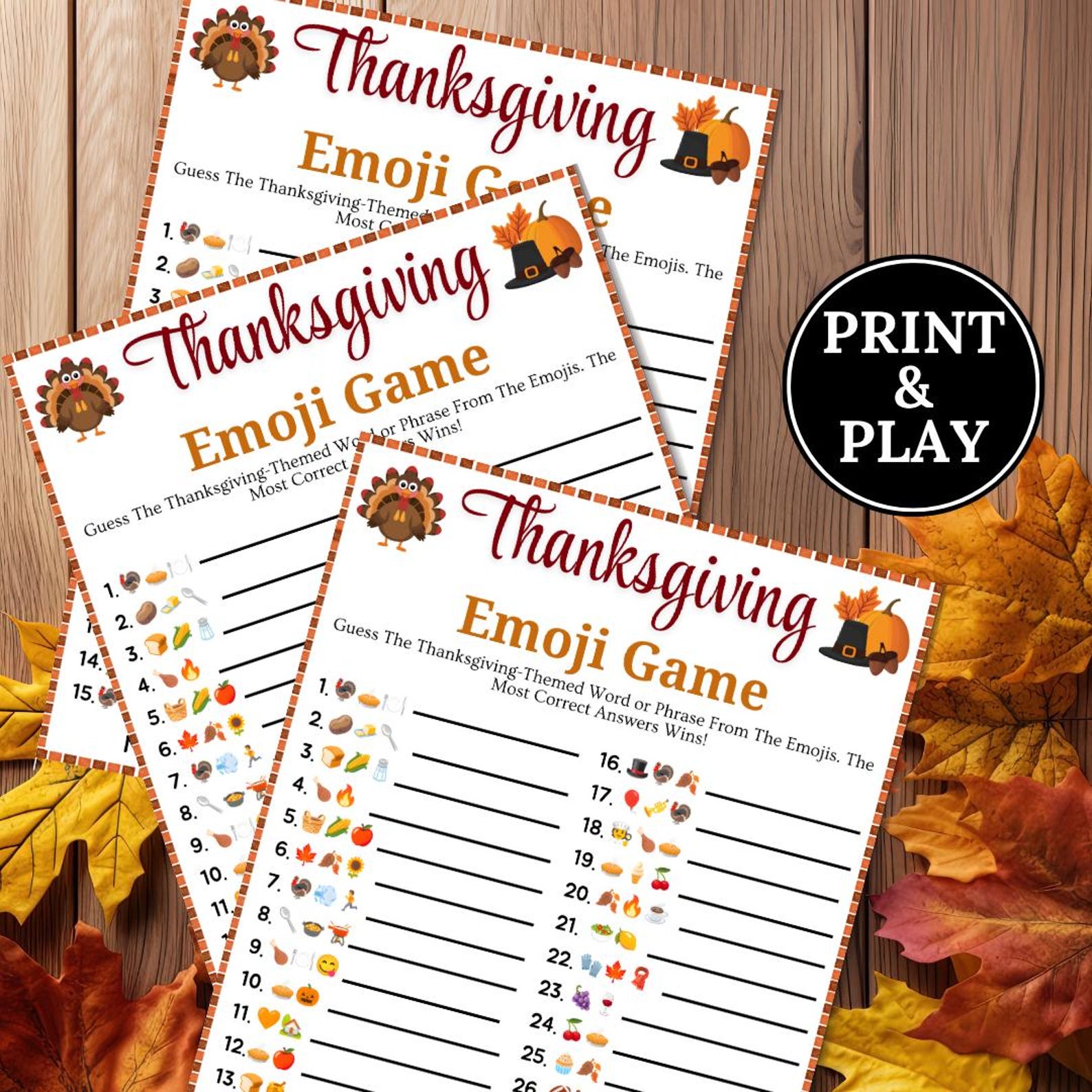 Thanksgiving Emoji Game, Thanksgiving Emoji Quiz, Emoji Guessing, Fall ...
