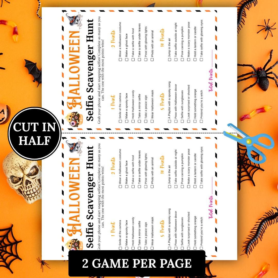 Halloween Selfie Scavenger Hunt Game, Printable Halloween Party Games ...