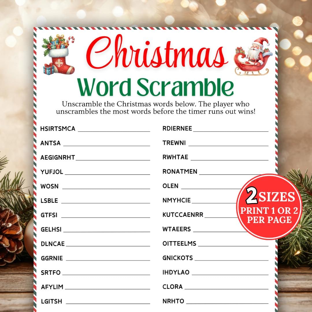Christmas Word Scramble Game, Printable Christmas Game, Word Unscramble ...