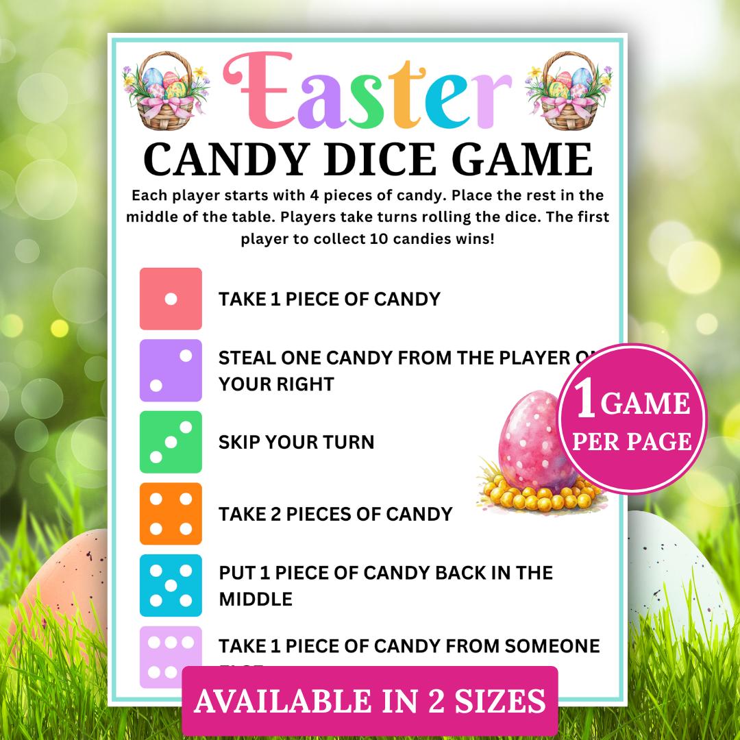 Candy Dice Game, Easter Party Game, Pass the Candy Game, Group Party ...