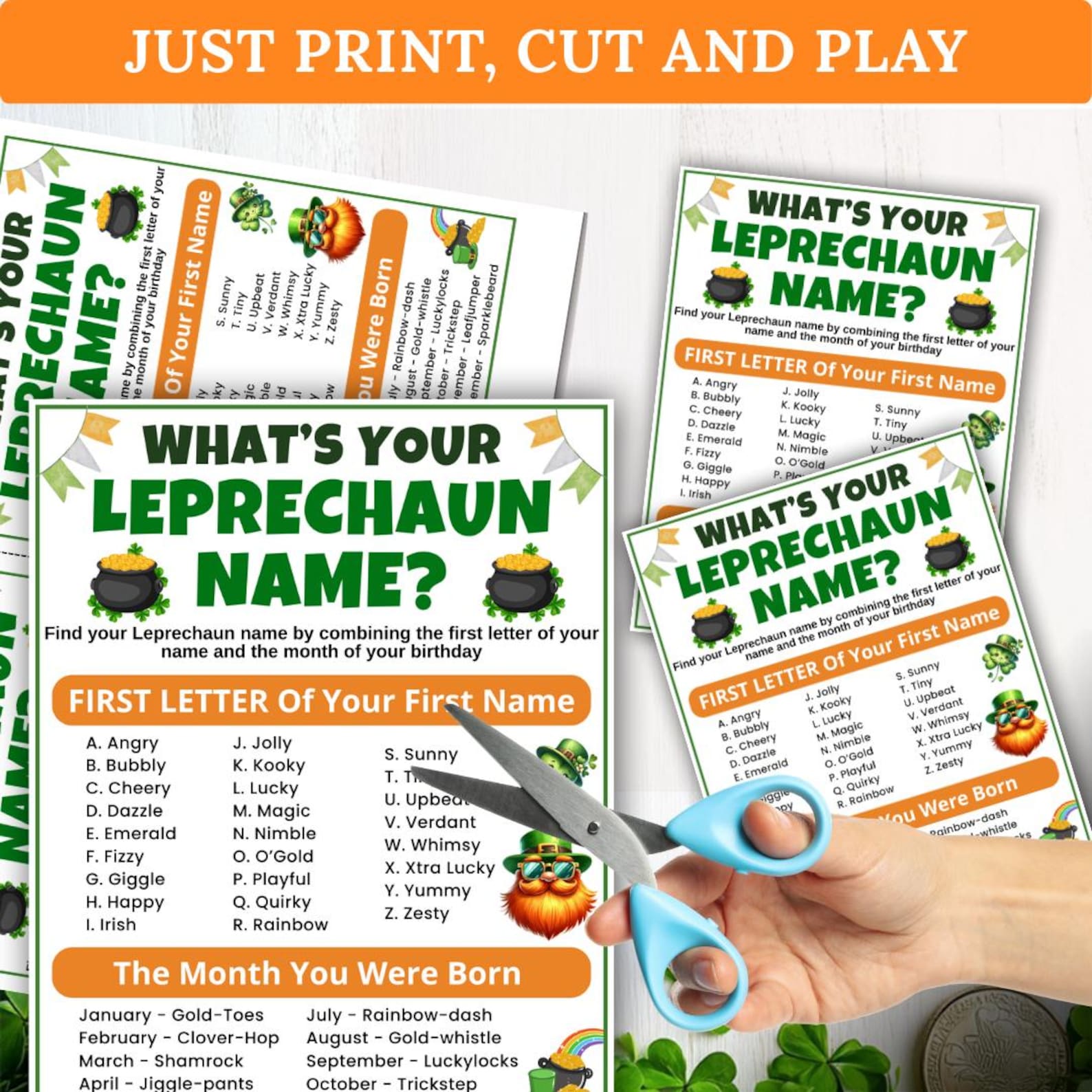 What’s Your Leprechaun Name Game With Nametags, Printable St Patricks ...