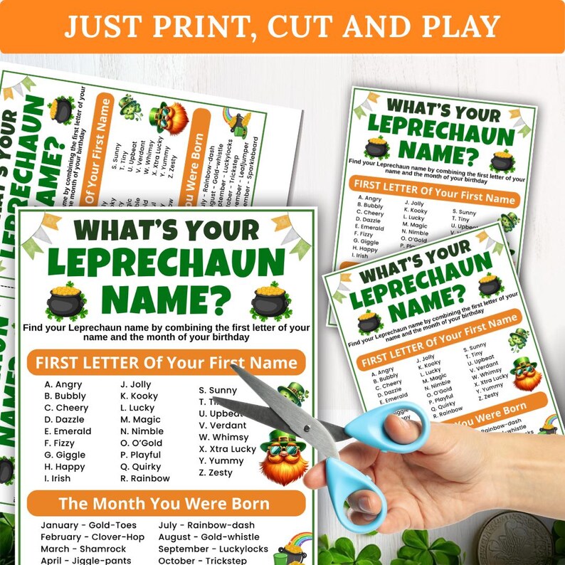 What’s Your Leprechaun Name Game With Nametags, Printable St Patricks ...