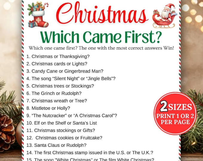 Christmas Think Fast Game, Think Quick Game, Christmas Trivia for Kids ...