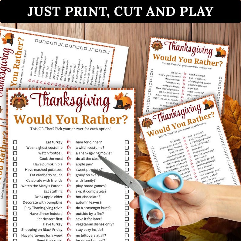 Thanksgiving This or That Game, Would You Rather, Fall Game ...