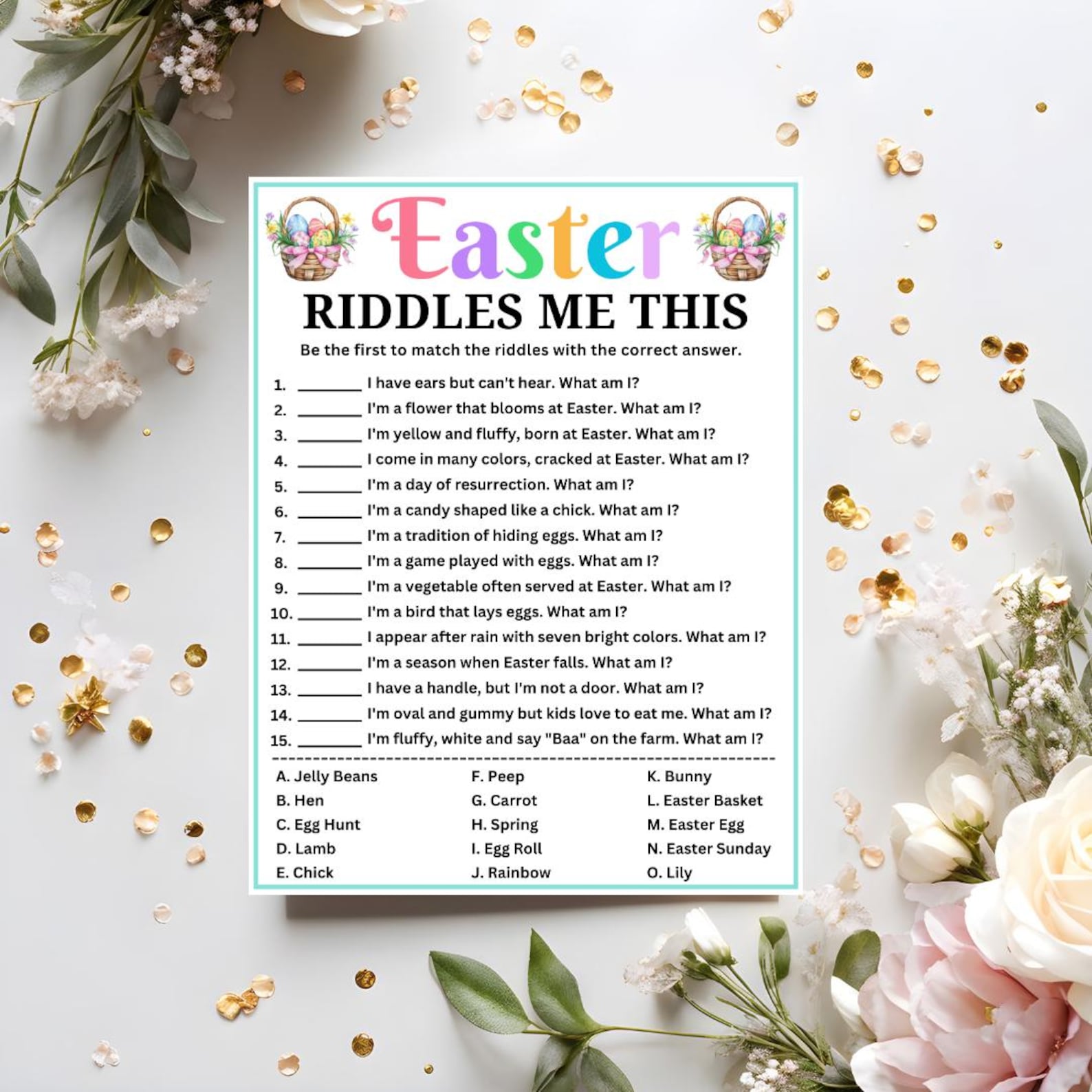 Easter Riddles Game, Easter Riddle Me This, Holiday Riddles Game, Jokes ...