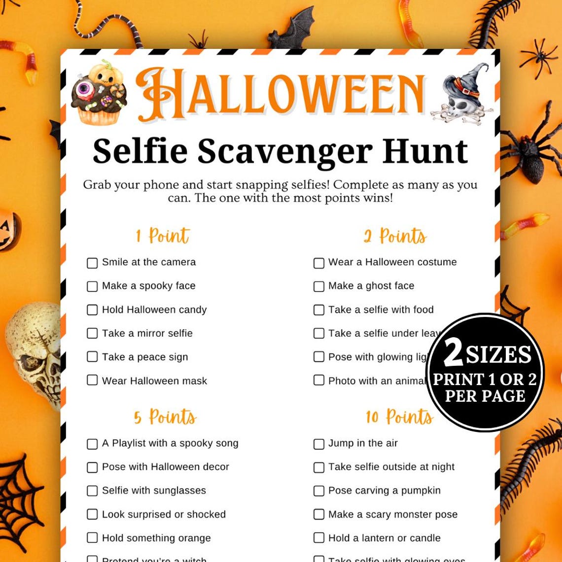Halloween Selfie Scavenger Hunt Game, Printable Halloween Party Games ...