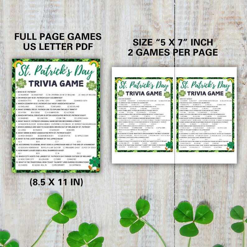 St. Patrick’s Day Trivia Game, St Patrick's Quiz Games, Instant ...
