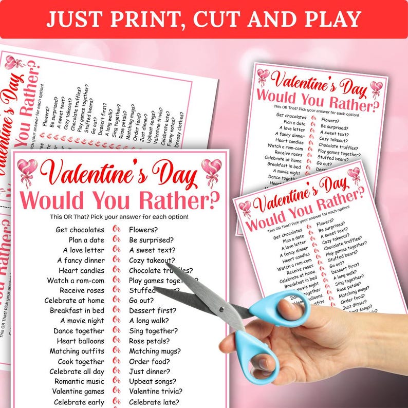 Valentine's Day This or That Game, Would You Rather Game, Party Games ...