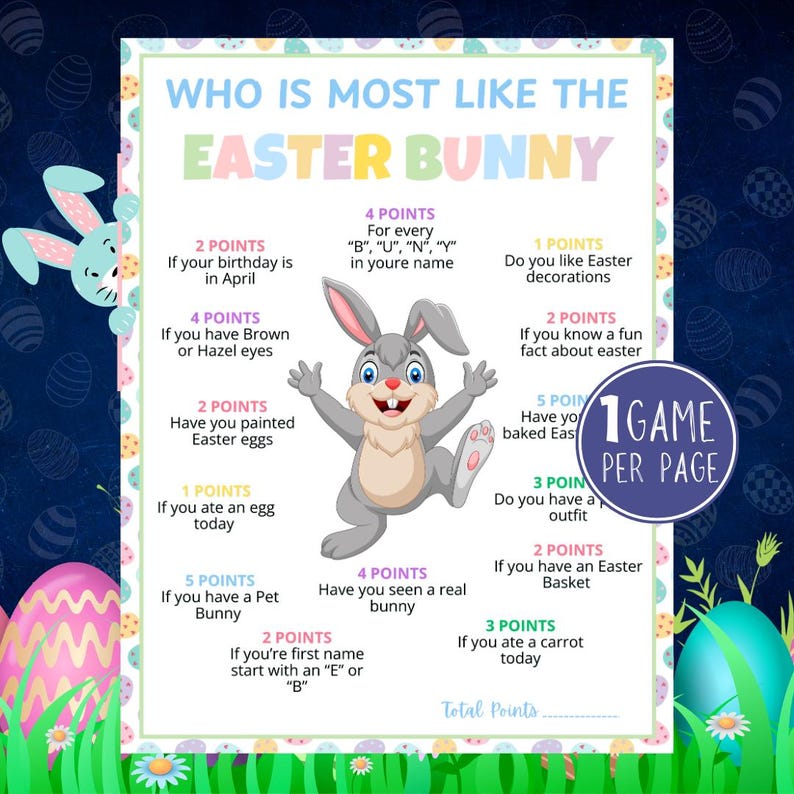 Who is Most Like the Easter Bunny Game, Printable Easter Game, Easter ...