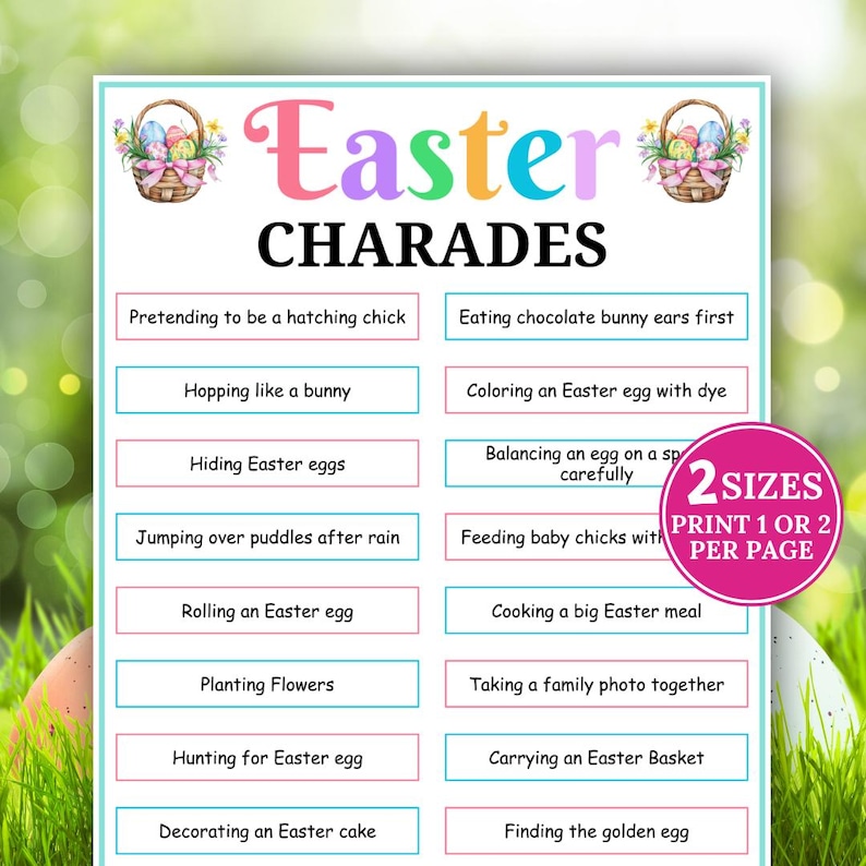Easter Charades Game, Printable Holiday Party Activity, Fun Easter ...