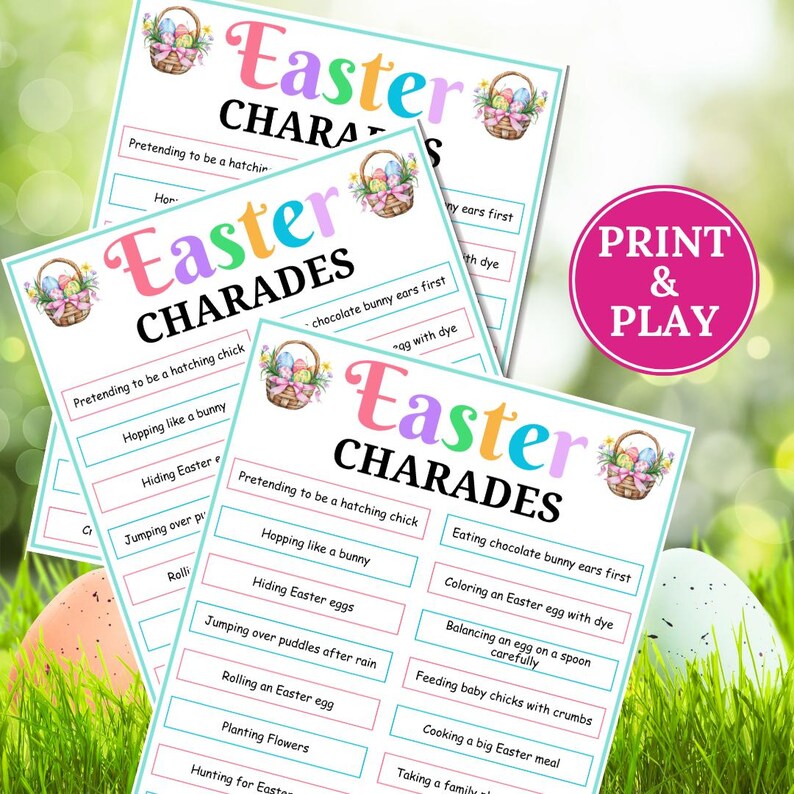 Easter Charades Game, Printable Holiday Party Activity, Fun Easter ...