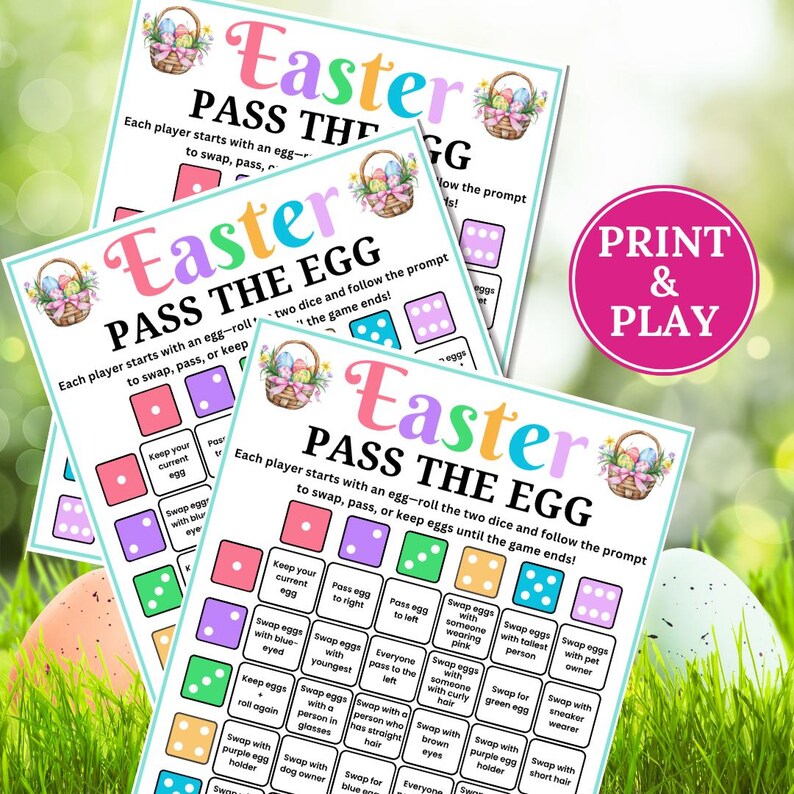 Easter Pass the Egg Game, Easter Dice Game, Easter Party Game for Kids ...