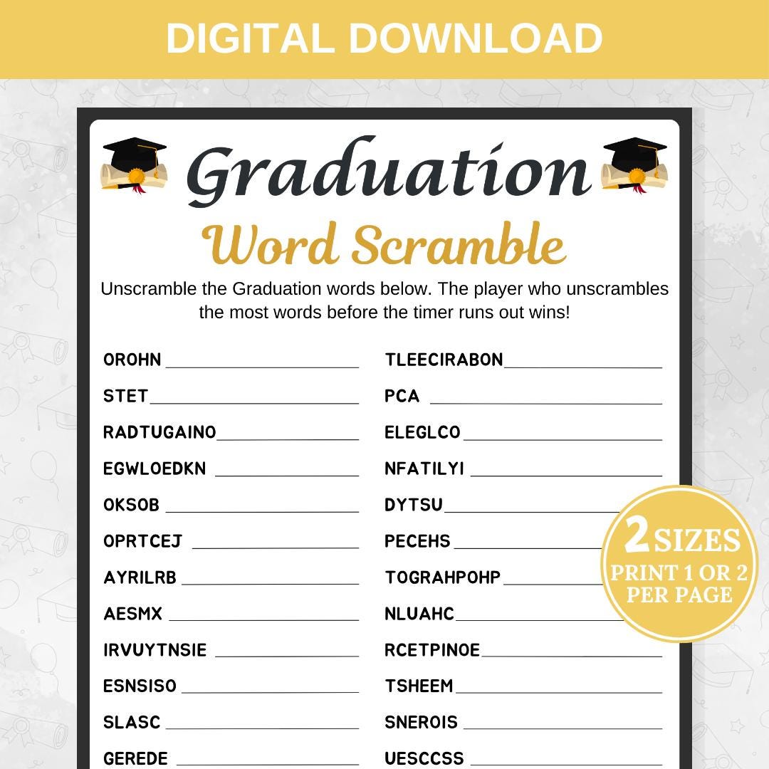 Graduation Word Scramble Game, Graduation Games, Graduation Word ...