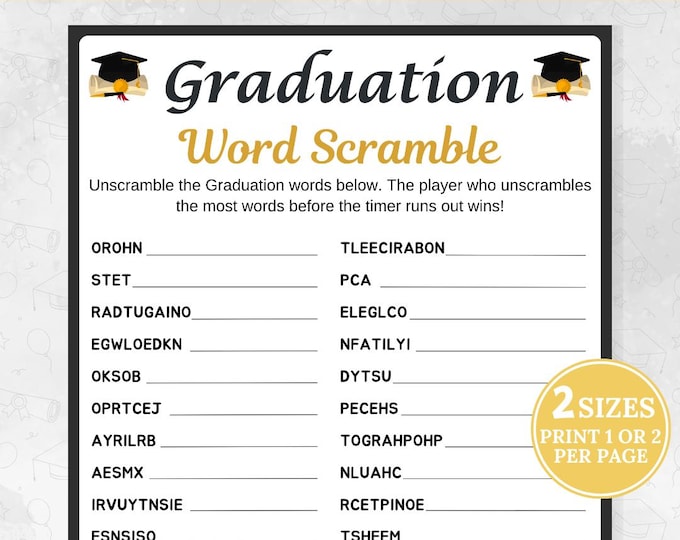 Graduation Word Scramble Game, Graduation Games, Graduation Word ...