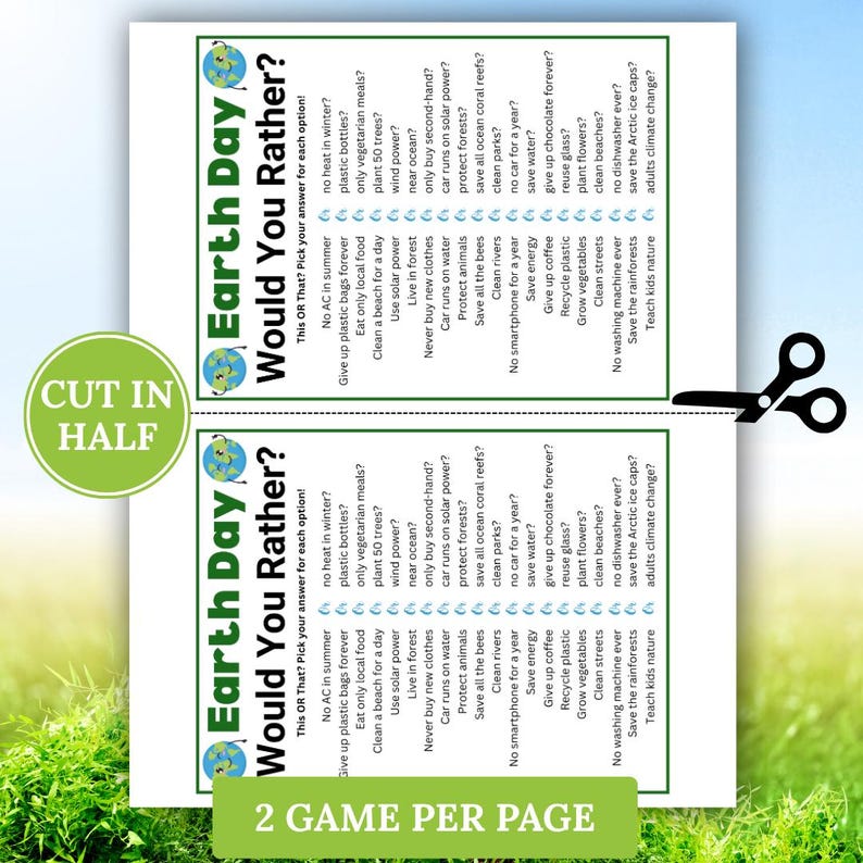 Earth Day This or That Game, Printable Would You Rather Game, Earth Day ...
