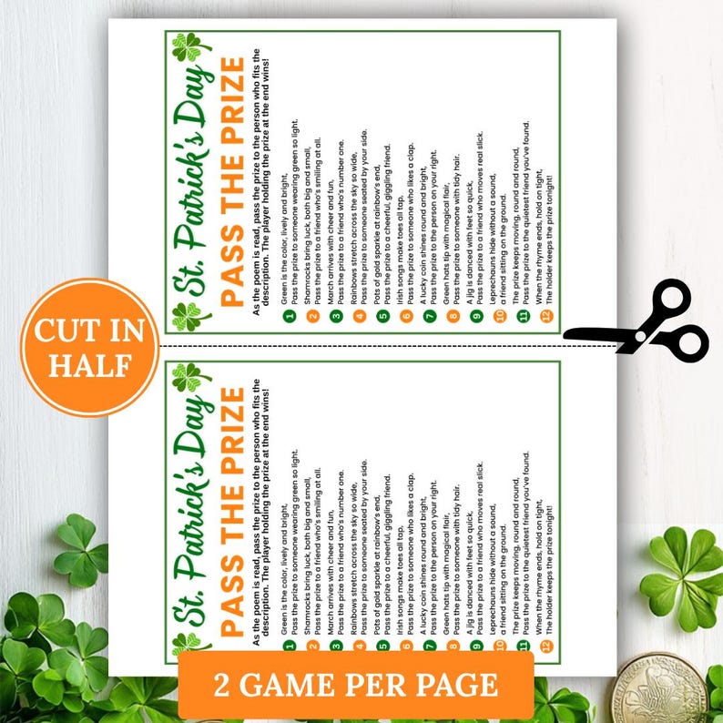 St Patrick's Day Pass the Prize Game, Pass the Gift, St Paddy's Game ...