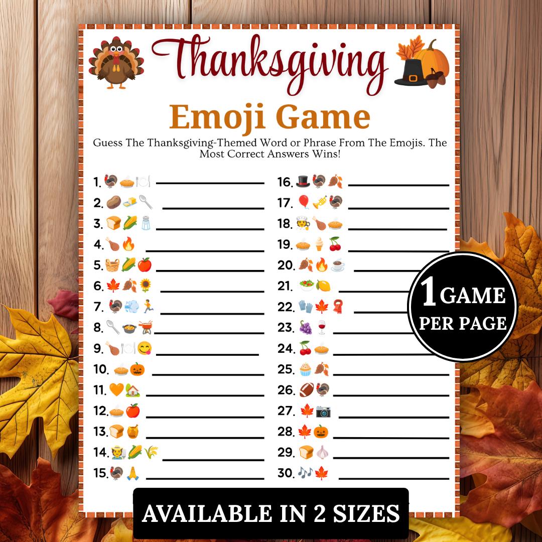 Thanksgiving Emoji Game, Thanksgiving Emoji Quiz, Emoji Guessing, Fall ...