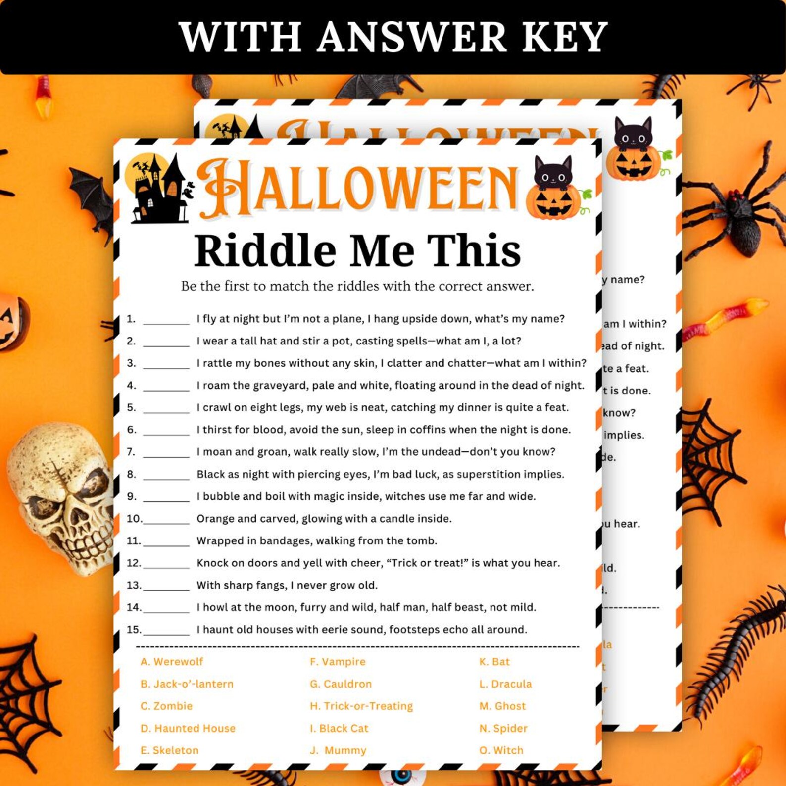 Halloween Riddles Game, Riddle Me This Game, Halloween Party Game ...