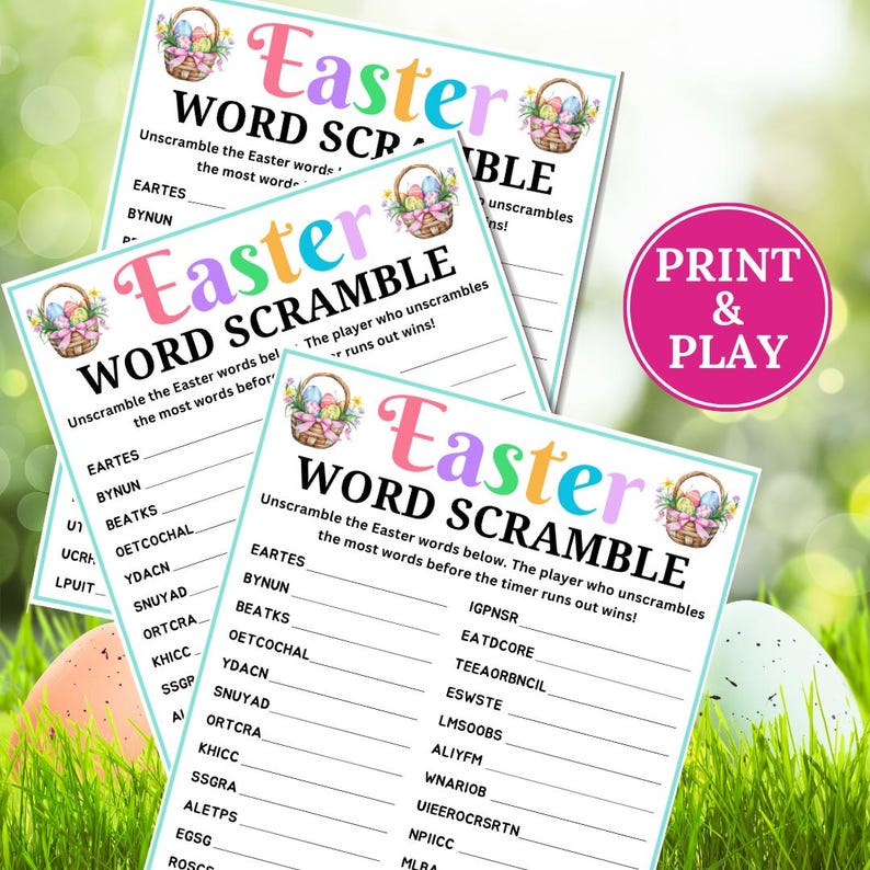 Easter Word Scramble Game, Printable Easter Game, Word Unscramble ...