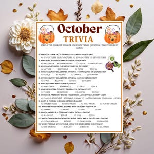 October Trivia Game, Printable October Quiz, Fall Games, Fall Party ...