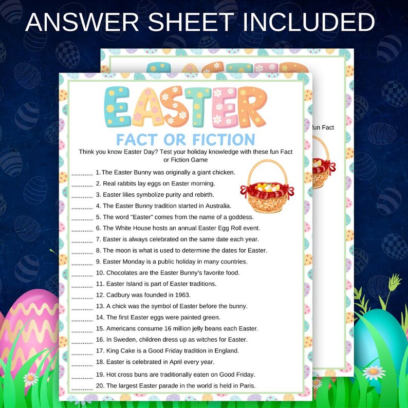 Easter Trivia Game, Fact or Fiction Quiz, Easter Day Games, Fun Trivia ...