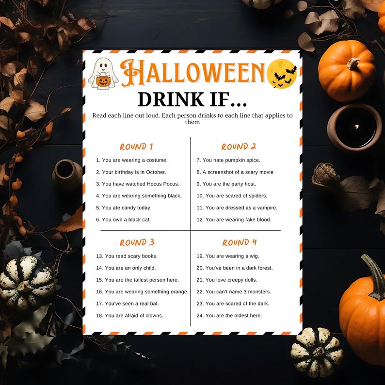 Halloween Drink If Game, Printable Halloween Games, Halloween Activity ...