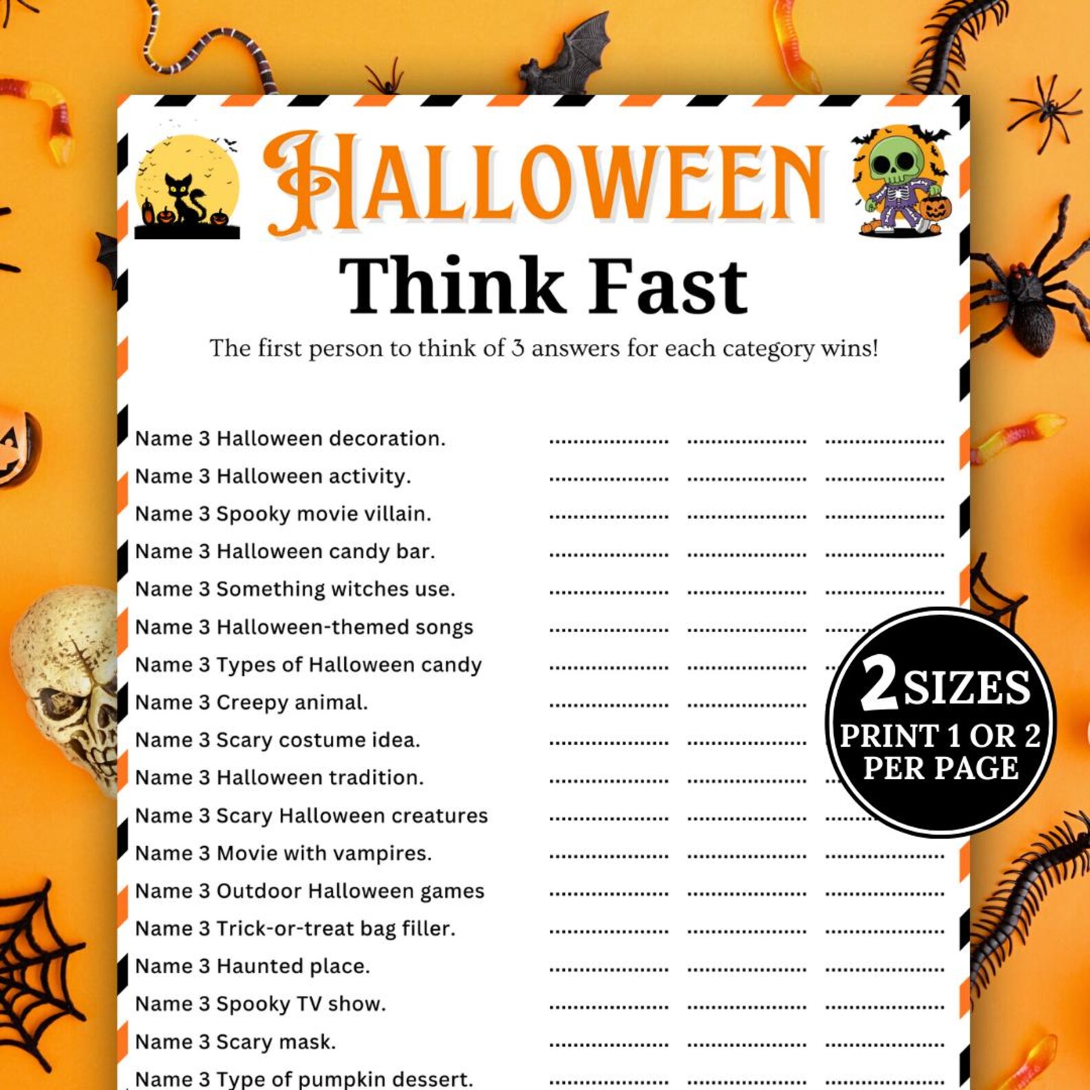 Halloween Think Fast Game, Halloween Games, Think Quick, Halloween ...