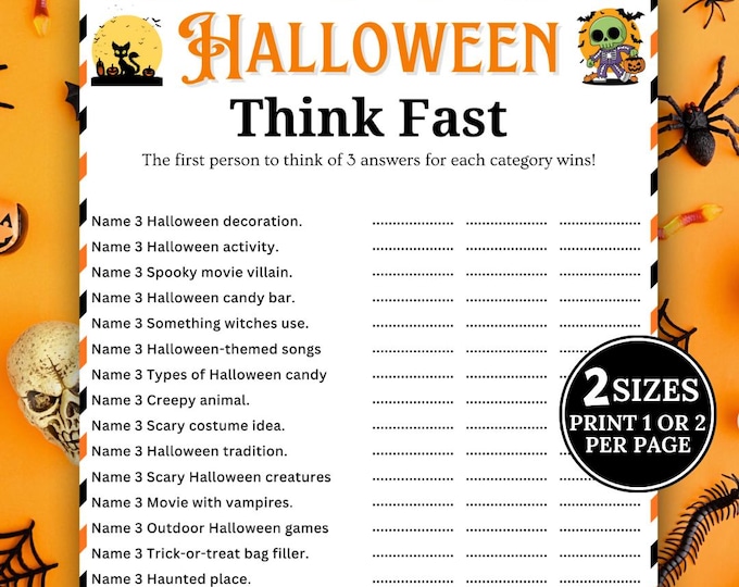 Halloween Think Fast Game, Halloween Games, Think Quick, Halloween ...