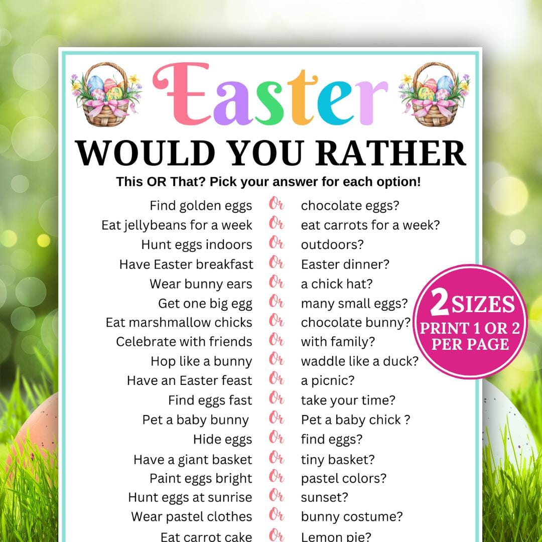 Easter This or That Game, Printable Would You Rather Game, Party Games ...