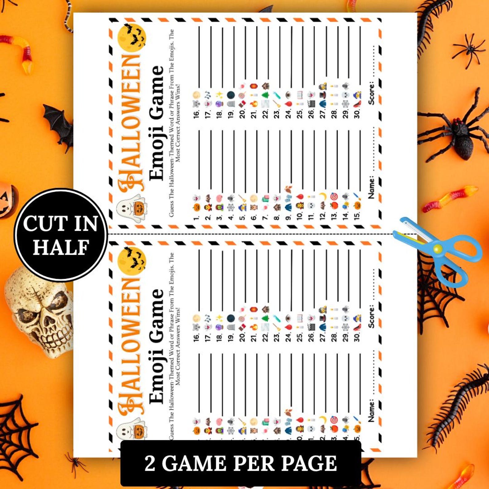 Halloween Emoji Game, Printable Halloween Games, Halloween Emoji ...