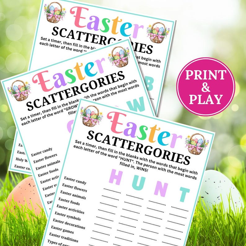 Easter Scattergories Game, Easter Printable Game, Category Challenge ...