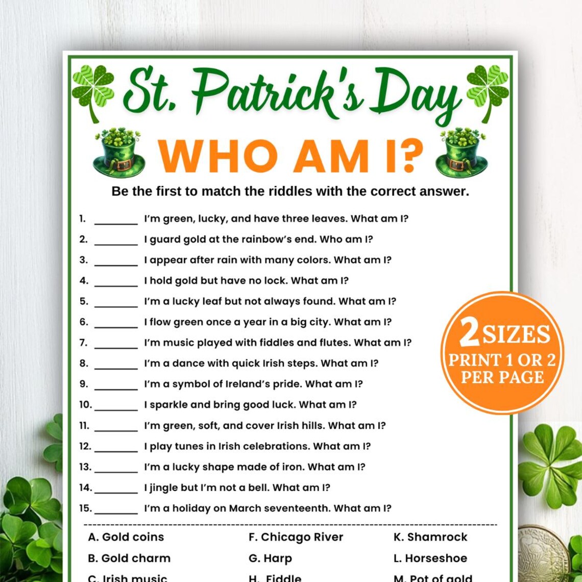 St. Patrick’s Who Am I Riddles, Holiday Riddles, St. Patrick's Day ...